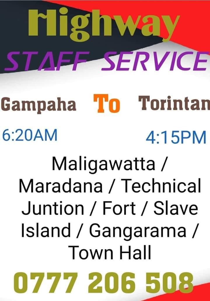 Gampaha to Torrington Staff Transport Service - Staff Service