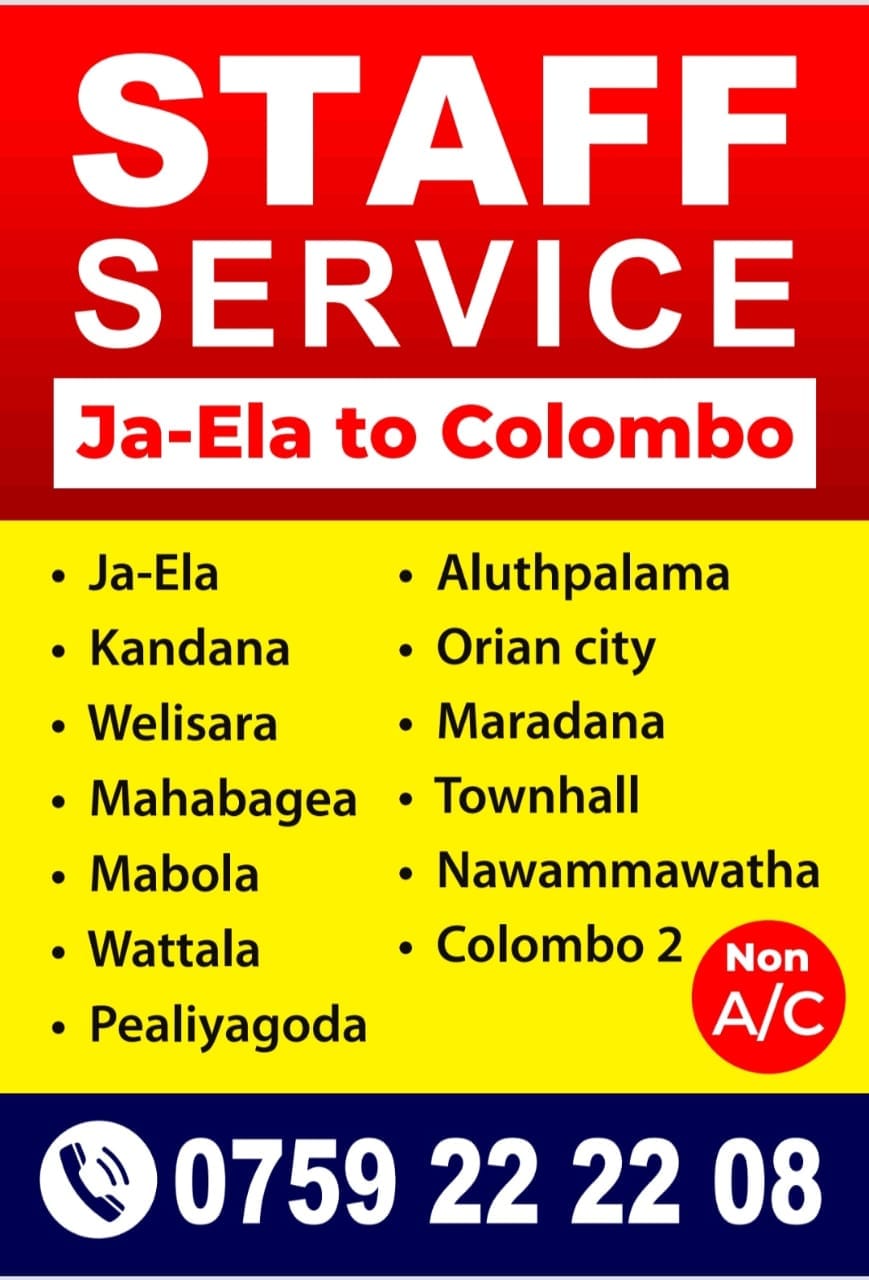 Ja-Ela to Colombo Fort Staff Transport Service - Staff Service