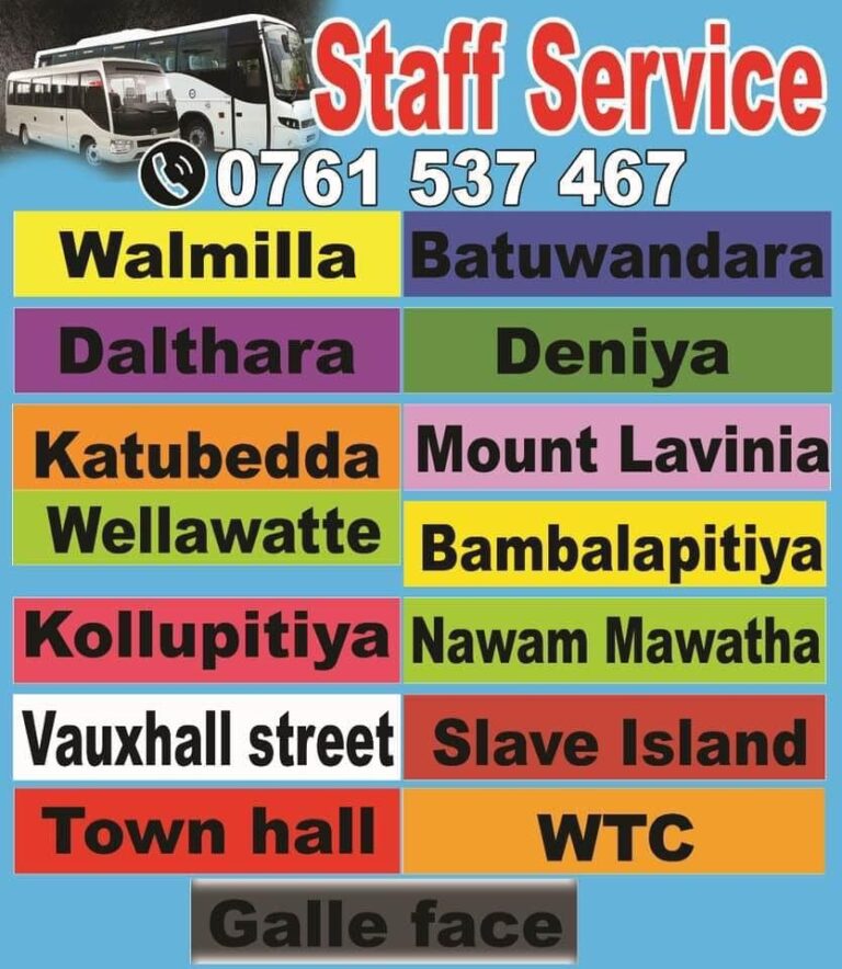 Welmilla to Slave Island Staff Transport Service - Staff Service